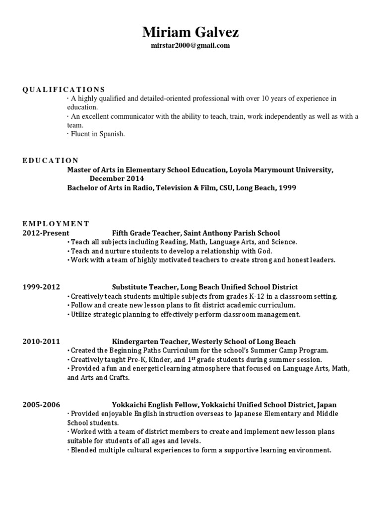Miriam Galvez Resume | PDF
