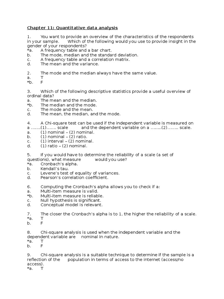 Chapter 11: Quantitative Data Analysis | PDF | Level Of Measurement ...