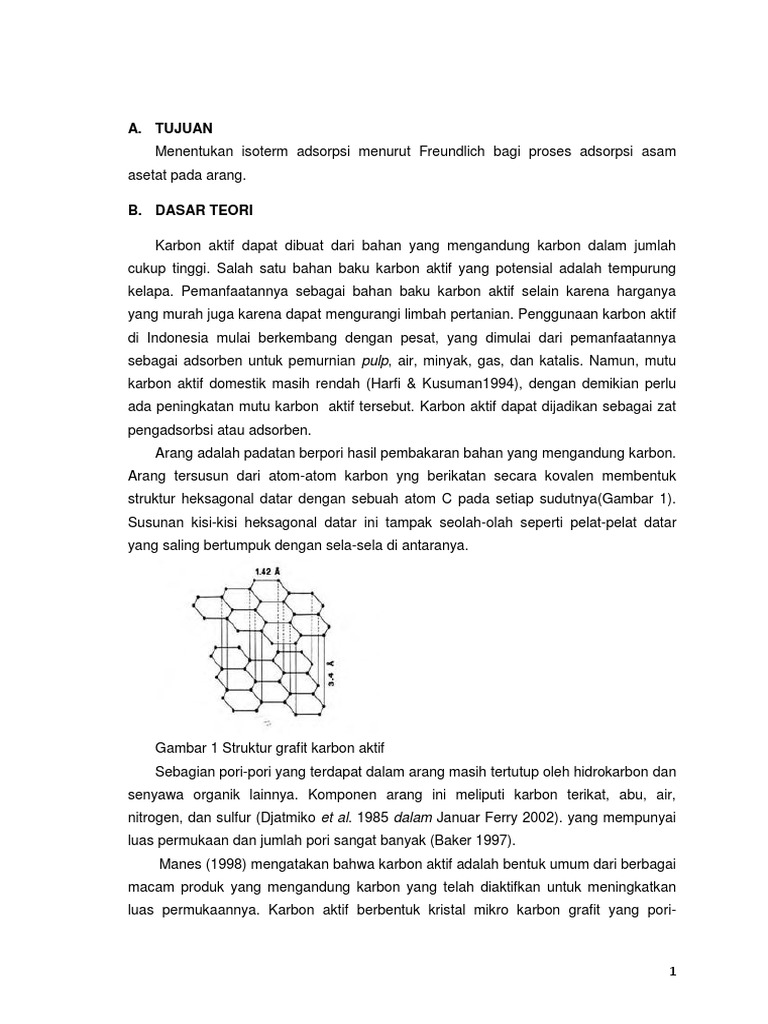 Isoterm Adsorpsi Asam Asetat pada Karbon Aktif | PDF