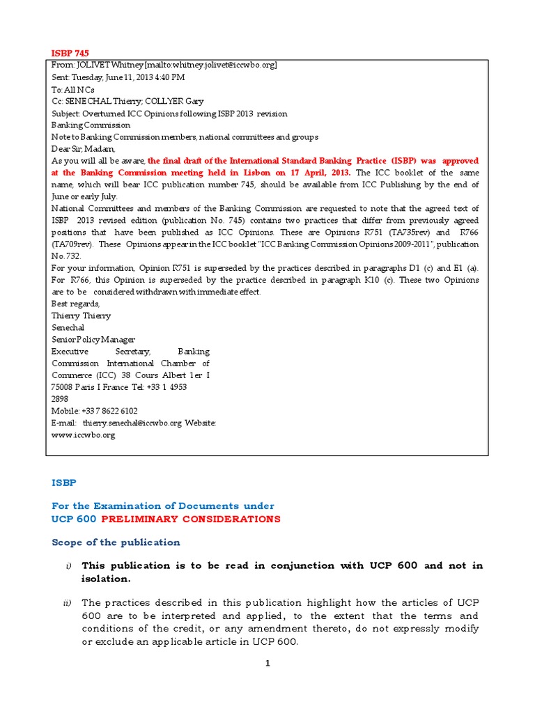 Isbp 745 | PDF | Transport | Business