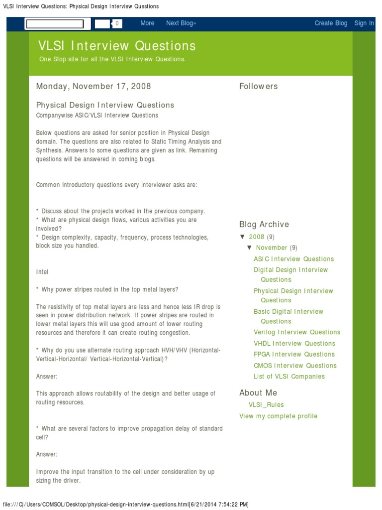 Physical Design Interview Questions | PDF | Field Effect Transistor ...