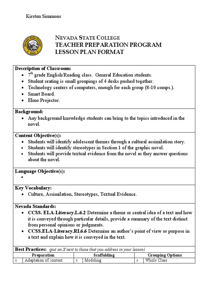 American Born Chinese Lesson Plan | PDF | Lesson Plan | Cognition