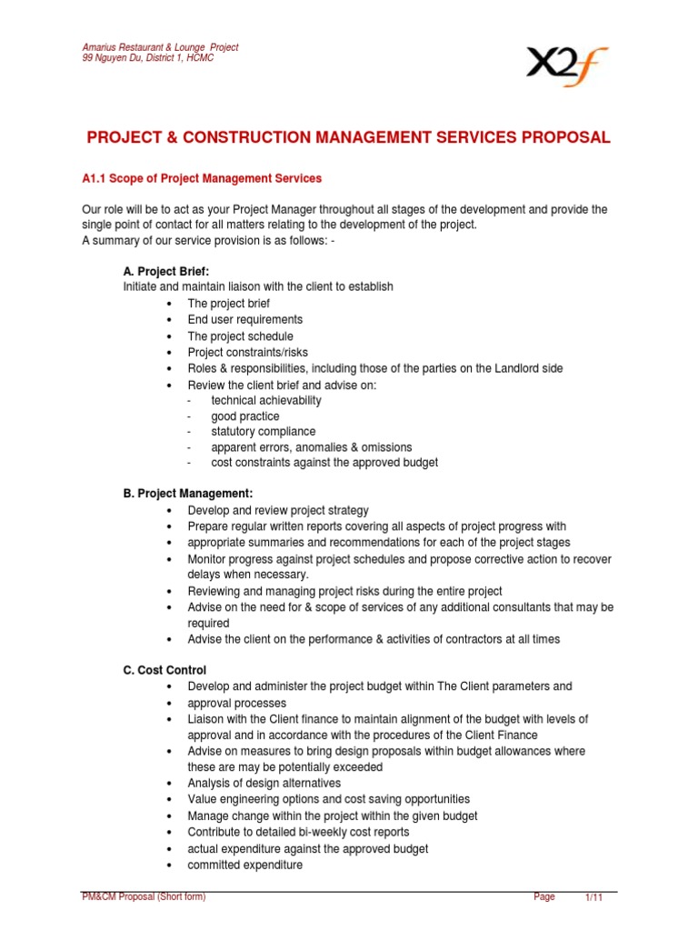 PM & CM Fee Proposal 26-3 | PDF | Project Management | Construction ...