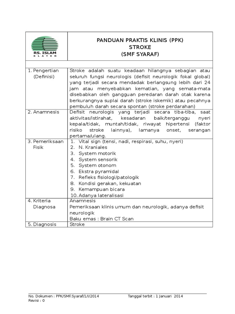 Panduan Praktek Klinik Stroke | PDF