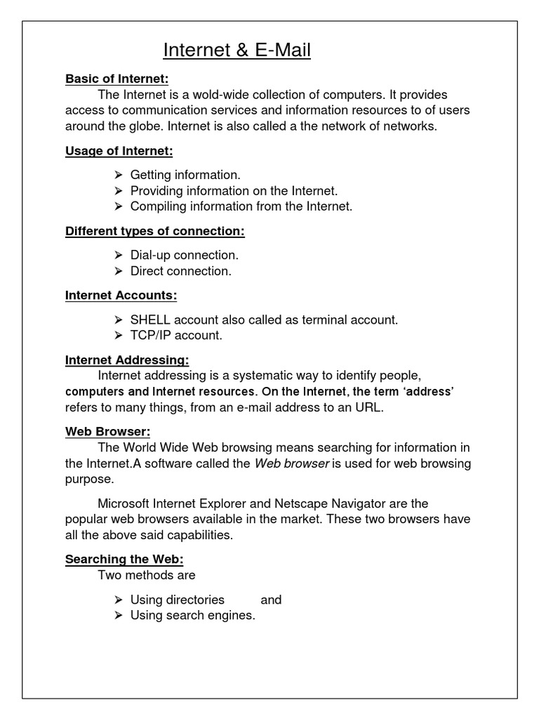 A Comprehensive Guide to Internet and E-Mail Fundamentals, Applications ...