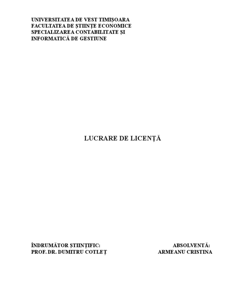 Lucrare de Licenta - Bilantul Contabil | PDF