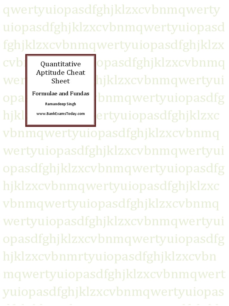 Quantitative Aptitude Cheat Sheet: Formulae and Fundas | PDF | Triangle ...