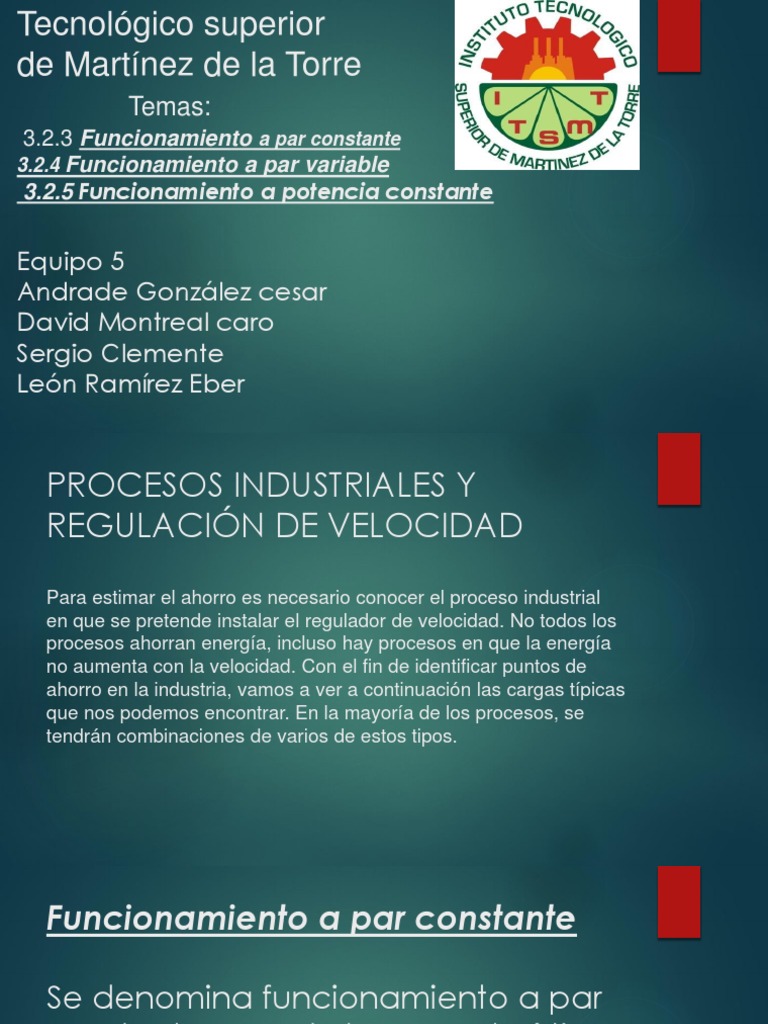 Funcionamiento A Par Constante, Variable y Potencia Constante | PDF ...