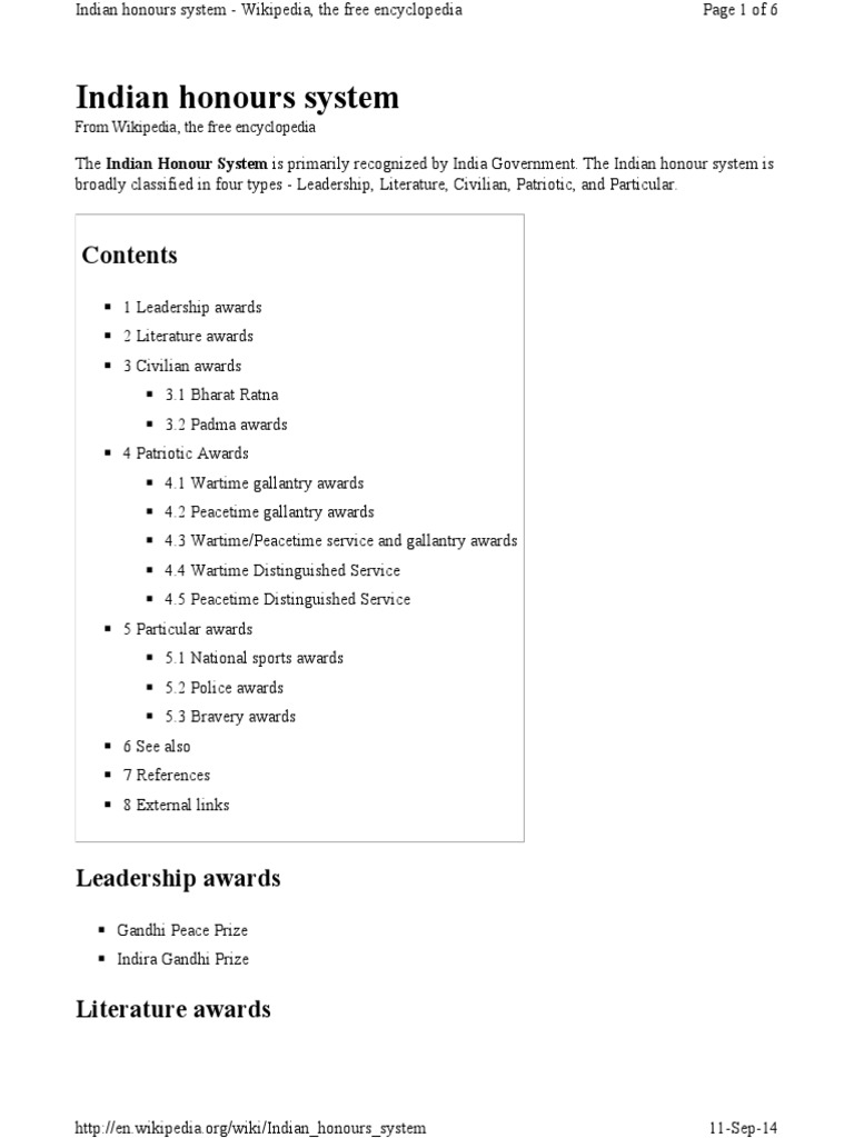 Indian Honours System | PDF | Orders, Decorations, And Medals | Awards