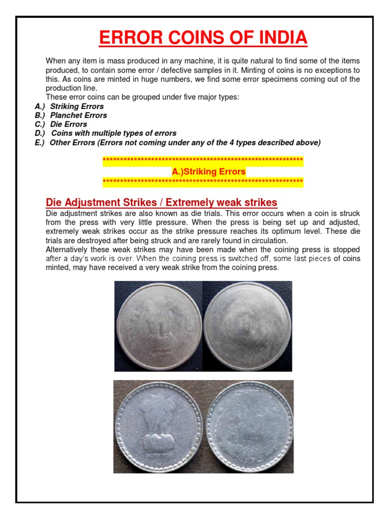 Type of Errors in Coins | PDF | Coins | Collecting