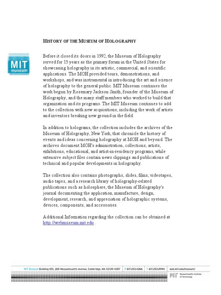 Museum of Holography History | PDF | Holography | Information Science