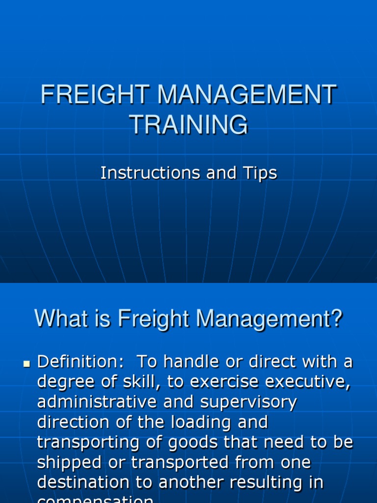 Freight Management Training Guide | PDF | Cargo | Services (Economics)