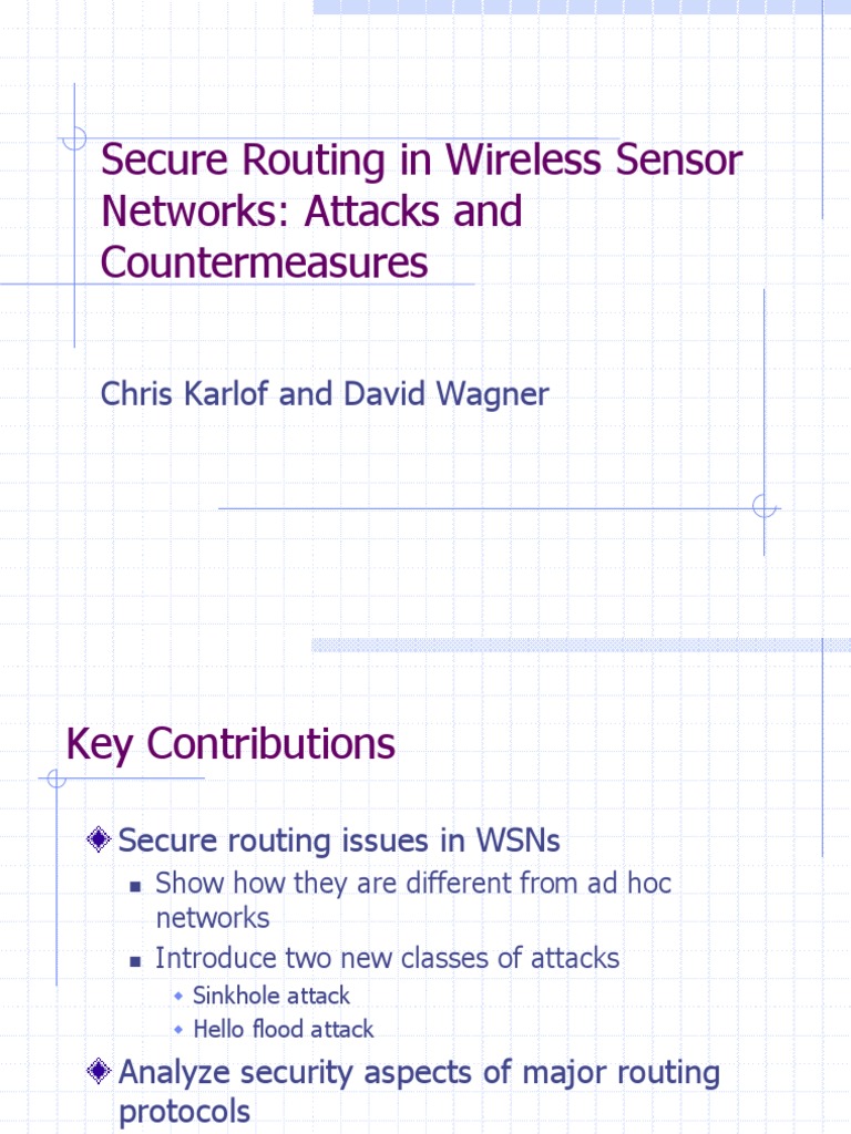 Secure Routing In Wireless Sensor Networks Attacks And Countermeasures Pdf Wireless Sensor 