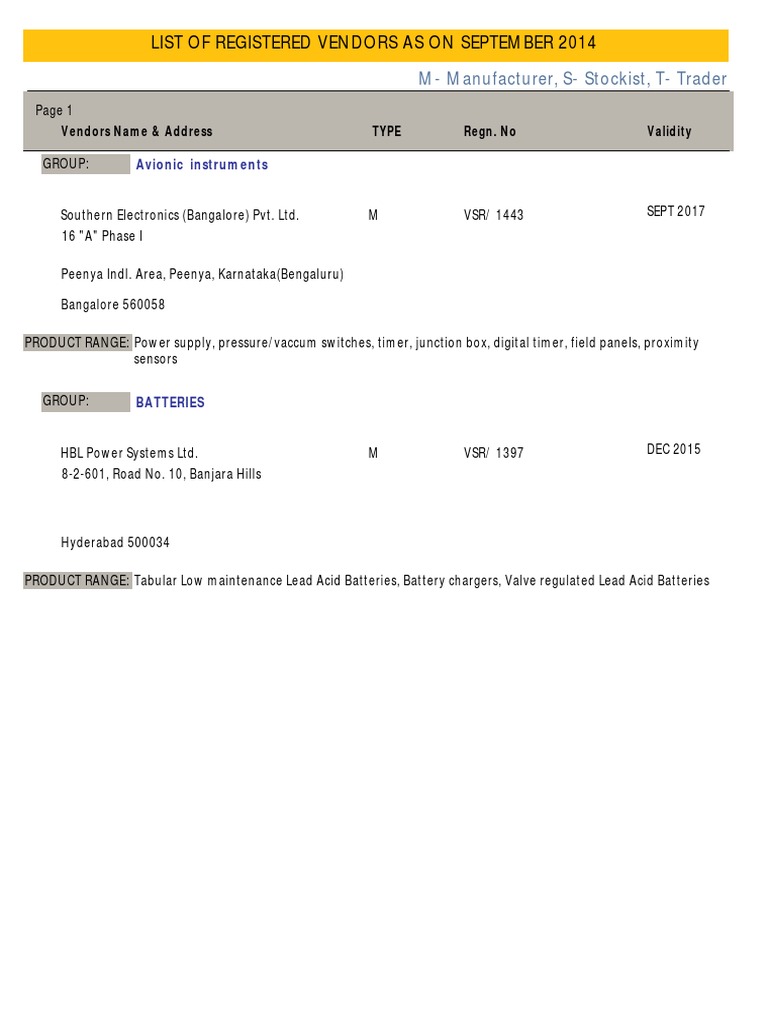 Vendors Registration With EIL | PDF