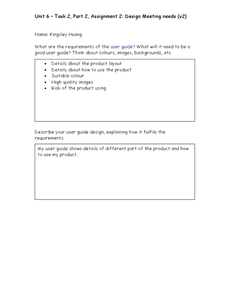 Task 2 Part 2 Assign 2 - Design Meeting Needs - New Unit 6 - Digital ...