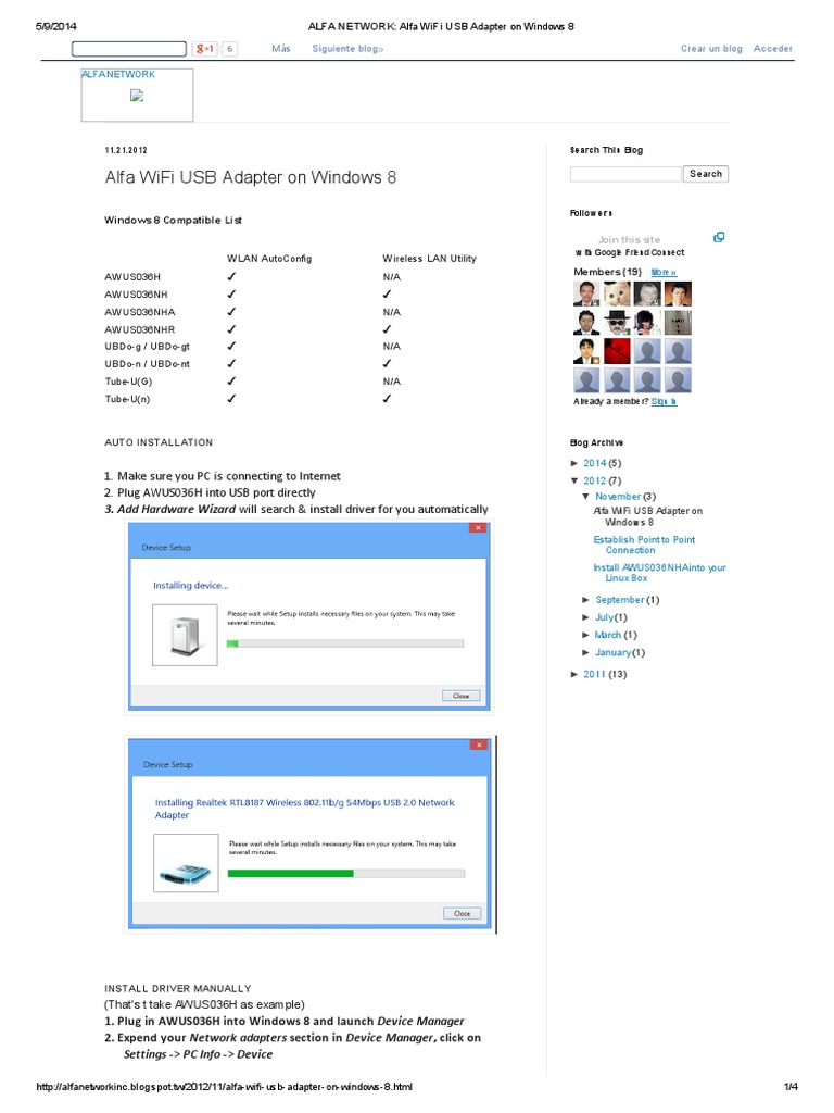 ALFA NETWORK - Alfa WiFi USB Adapter On Windows 8 Backup | PDF ...