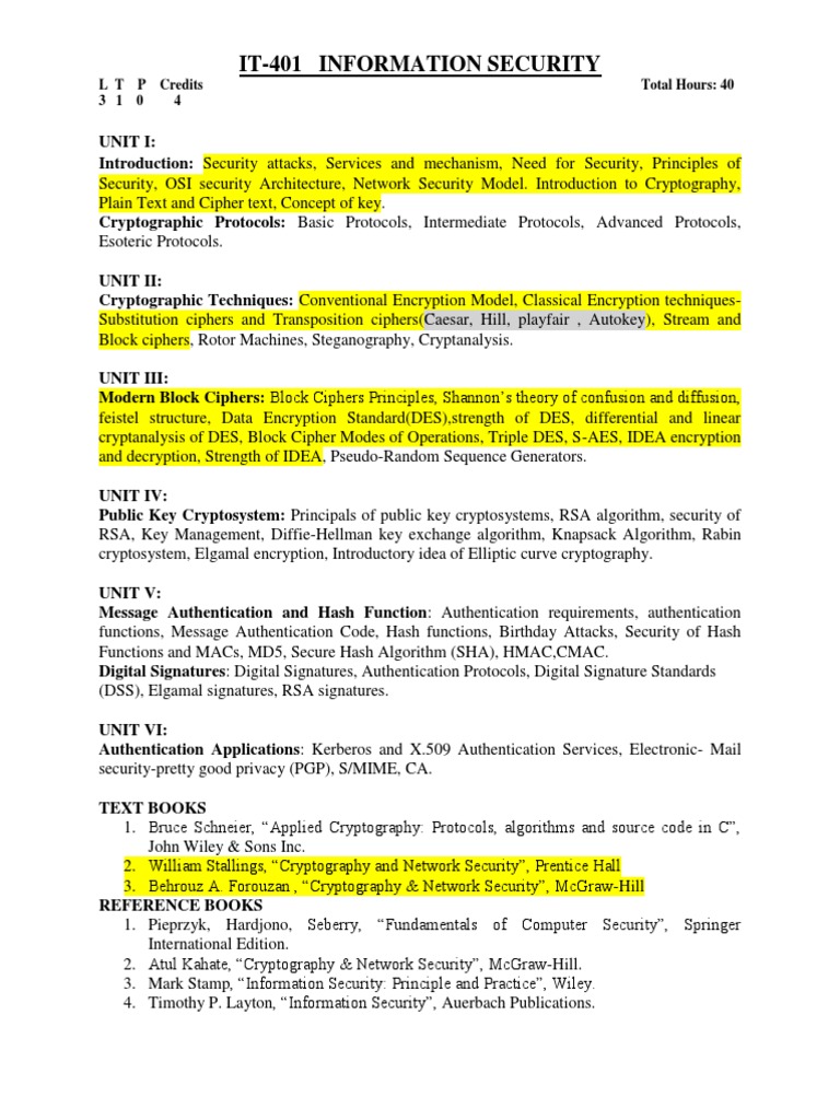 Information Security Course Syllabus | PDF | Social Science | Computers