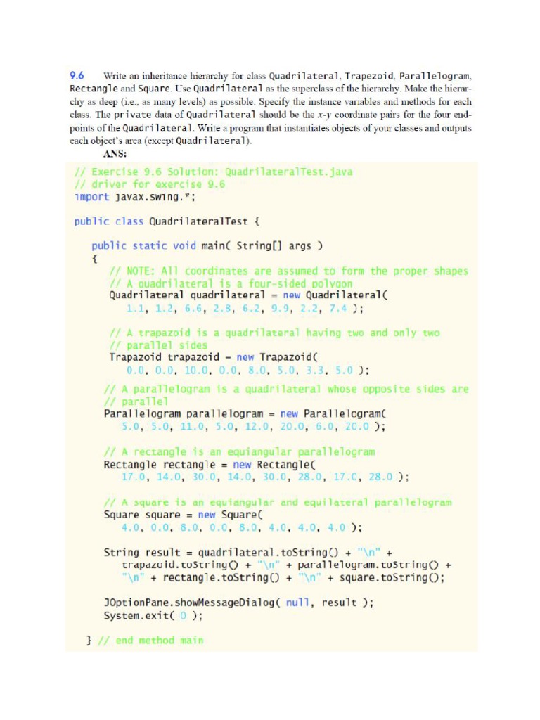 Inheritence Solution in JAVA | PDF