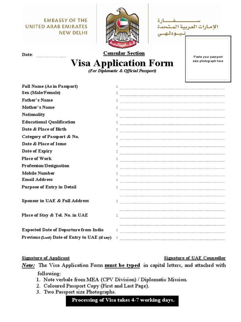 Diplomatic Visa Form | PDF