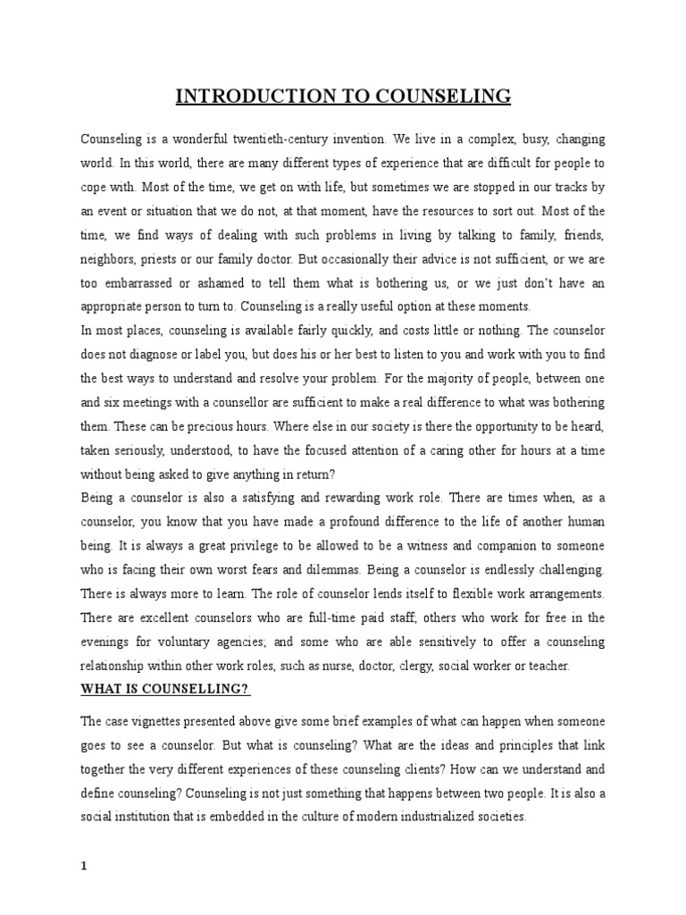 Week 1-Introduction To Counseling - Printed | PDF | School Counselor ...