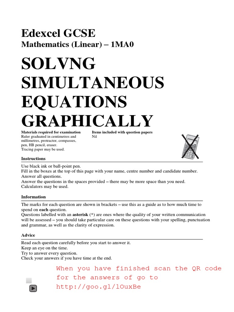 Solving Simultaneous Equations Graphically | PDF