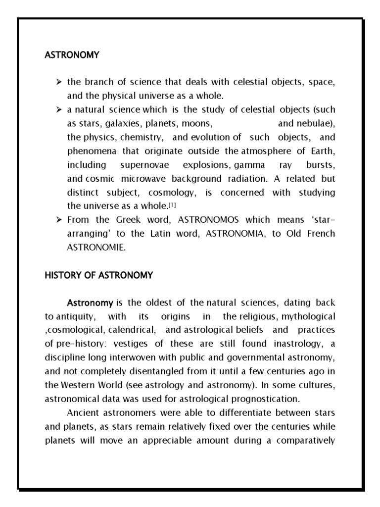 Astronomy Definition and History | PDF
