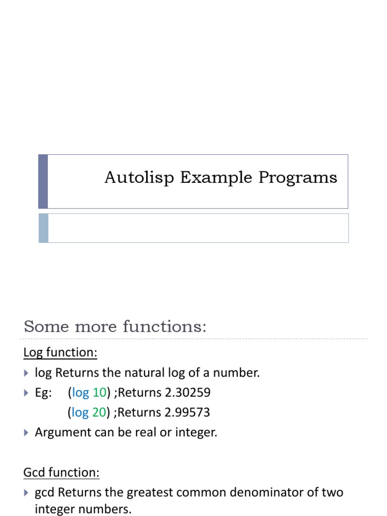 Autolisp Example Programs