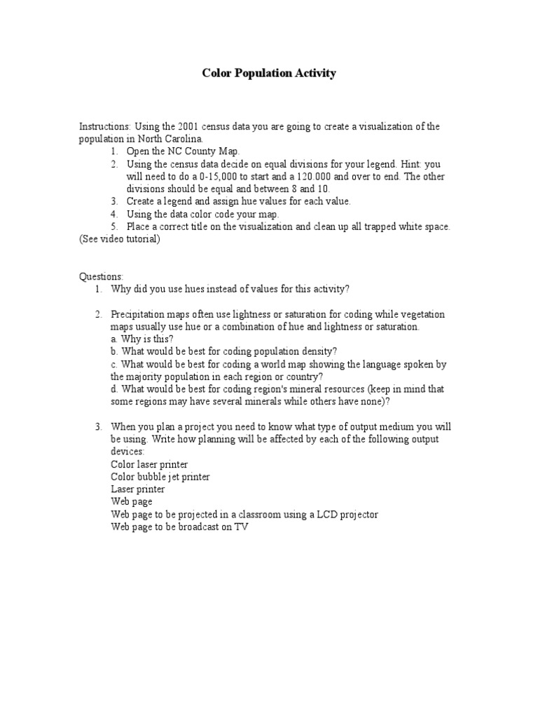 2 Color Population Instructions | PDF | Teaching Methods & Materials