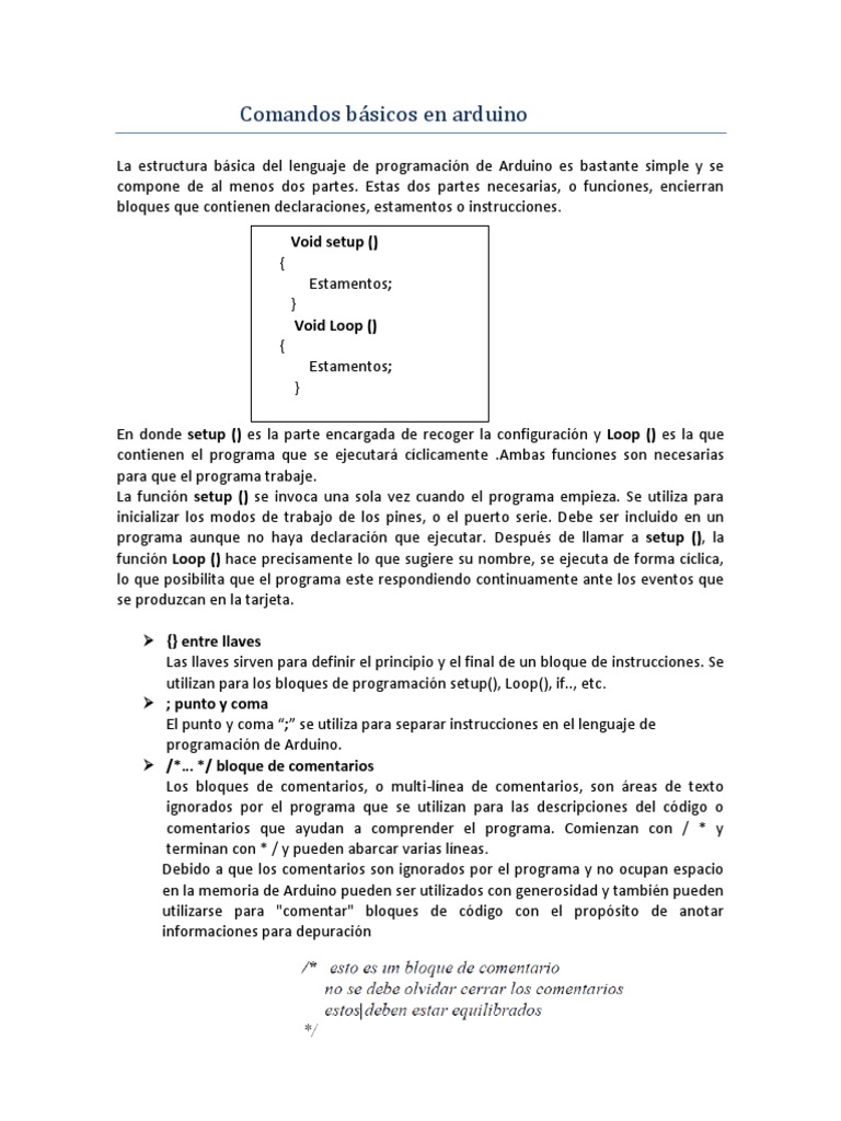 Comandos Básicos En Arduino Programa De Computadora Programación