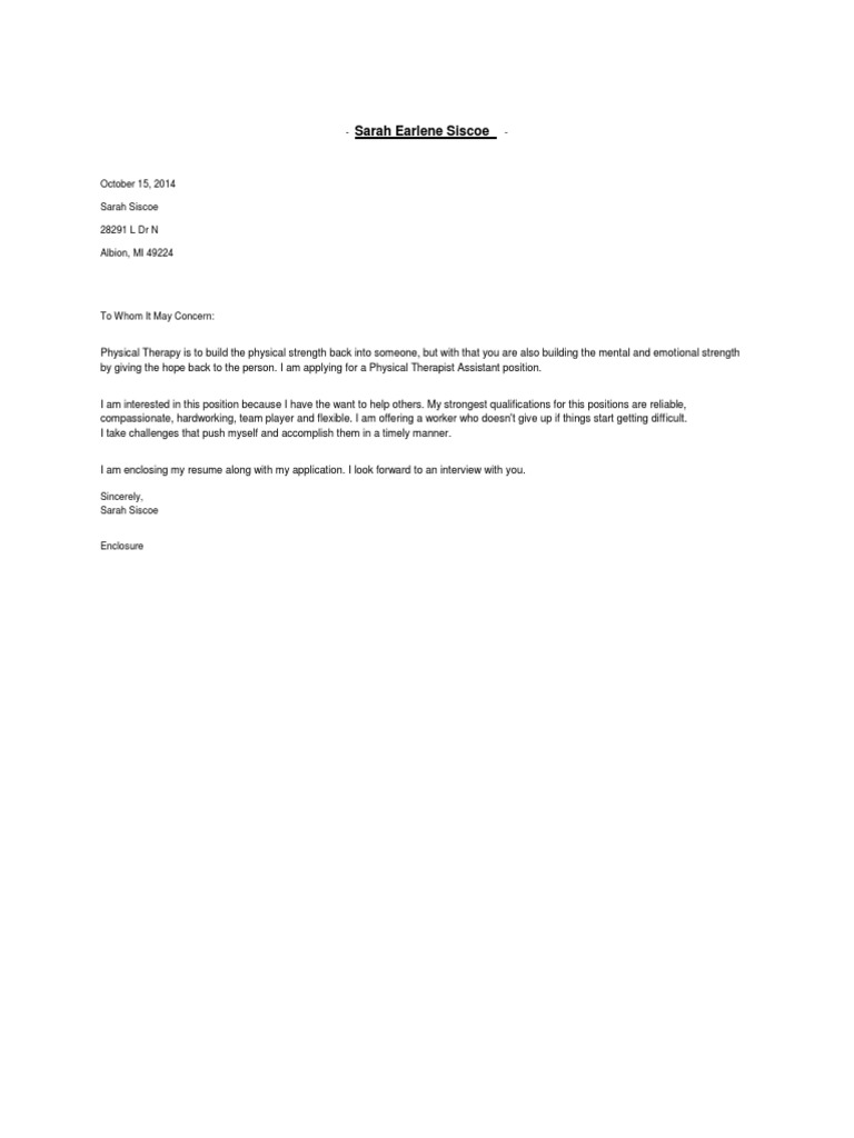 Application for Physical Therapist Assistant | PDF | Self-Improvement