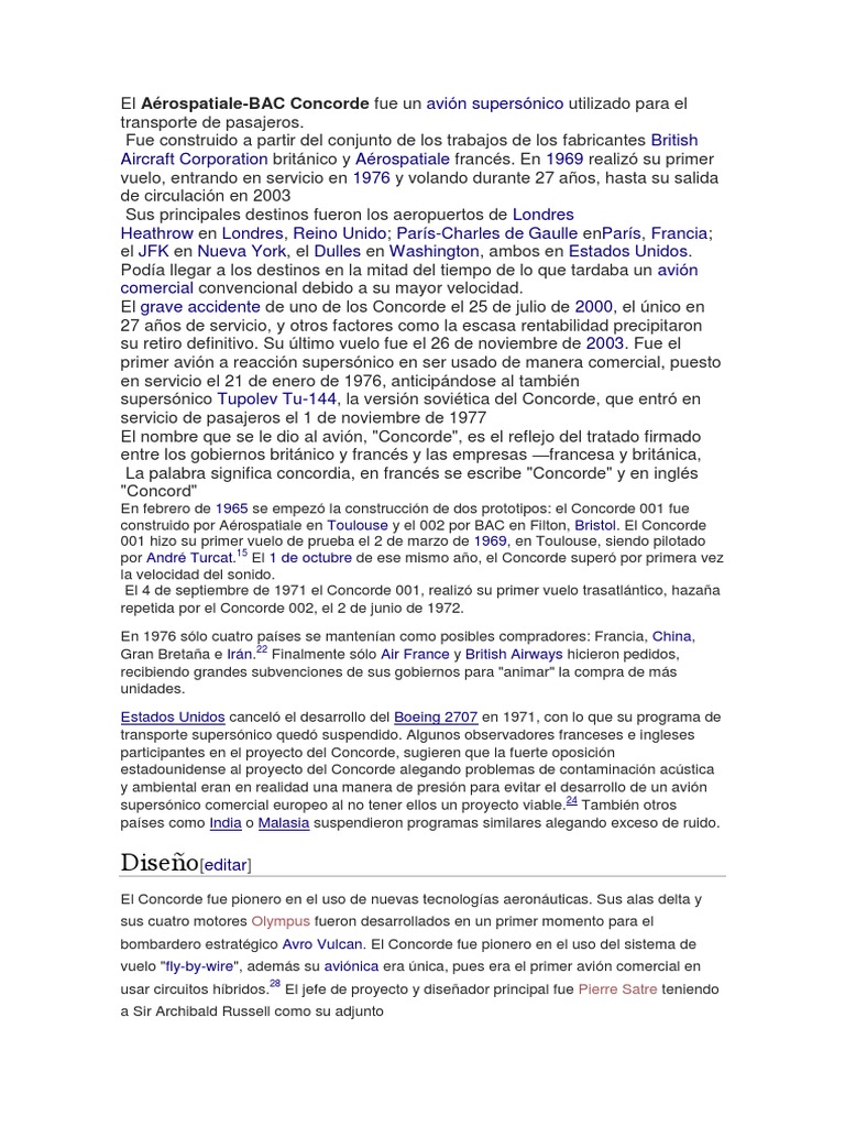 Historia y características del Concorde | PDF