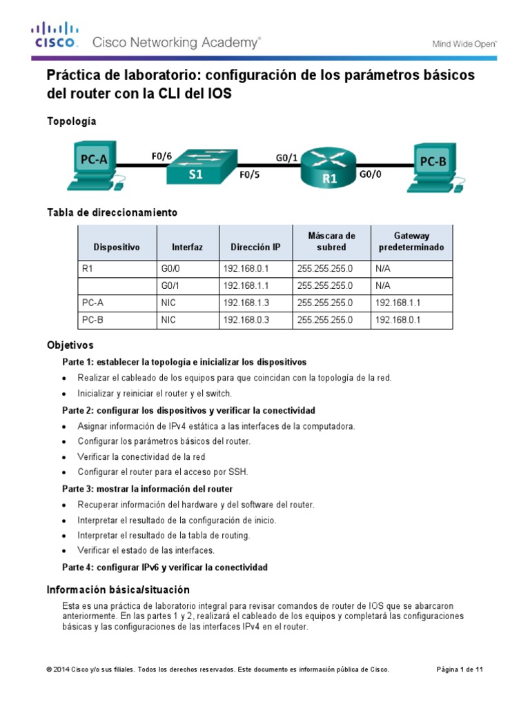 4.1.4.6 Lab - Configuring Basic Router Settings With IOS CLI | PDF