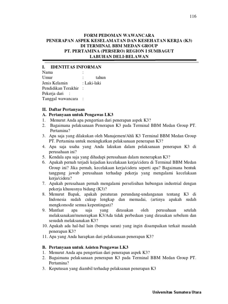 Format Pedoman Wawancara 1 | PDF