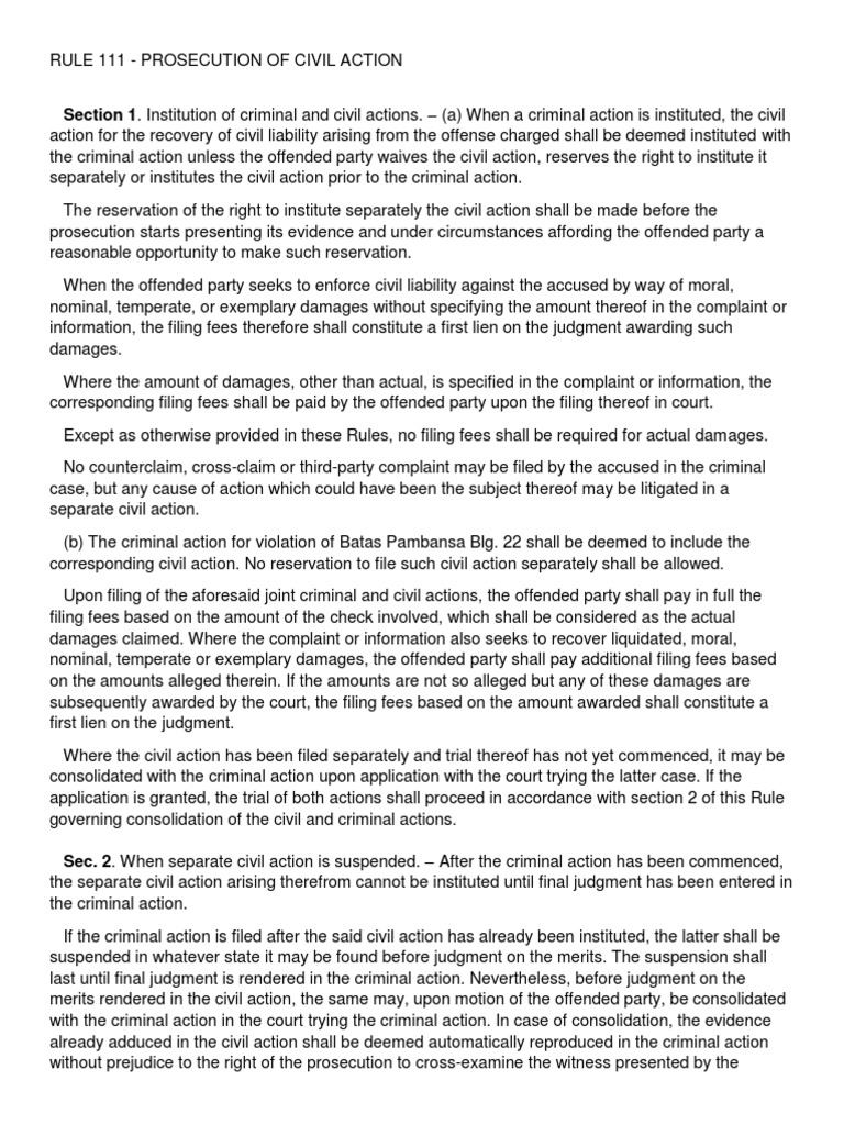 Rules of Court Rule 111 | PDF