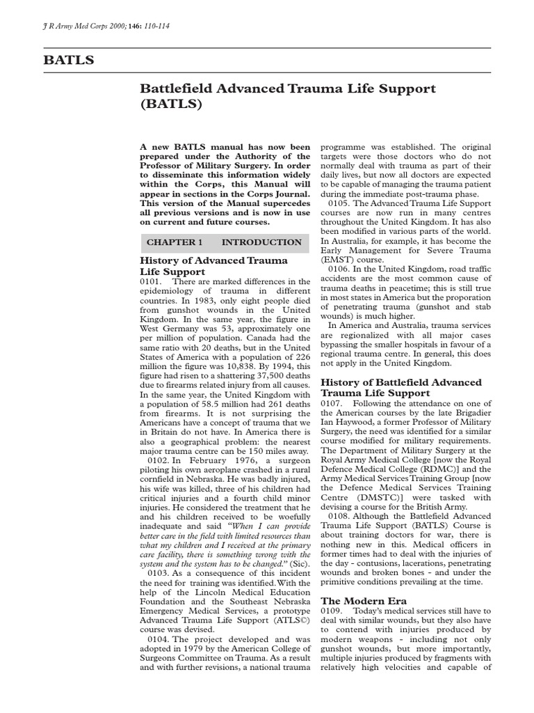 BATLS | PDF | Emergency Department | Major Trauma