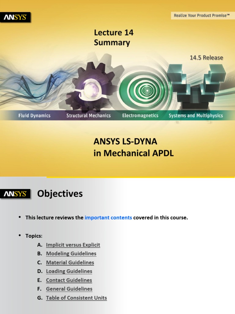 Ansys Ls-Dyna Mapdl 14.5 l14 Summary | PDF | Accuracy And Precision | Deformation (Mechanics)