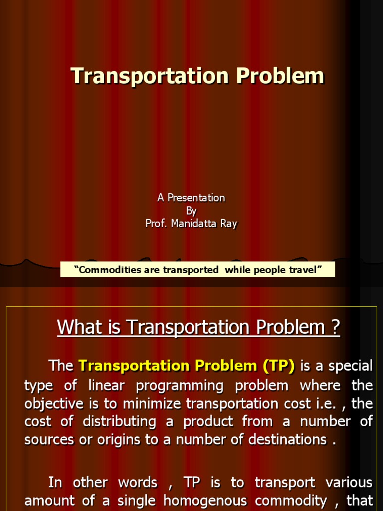 Introduction To Transportation Problem | Download Free PDF ...