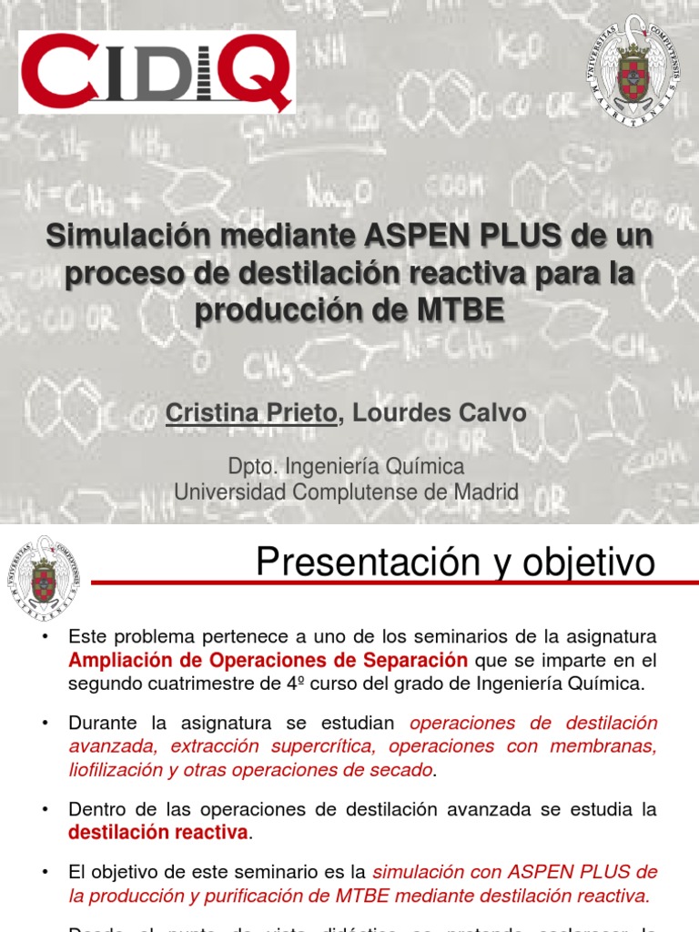 Columna Radfrac Aspen | PDF | Destilación | Ingeniería de Procesos Químicos