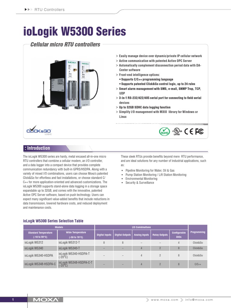 Iologik W5300 Series: Cellular Micro Rtu Controllers | PDF | Secure Digital | Sampling (Signal ...