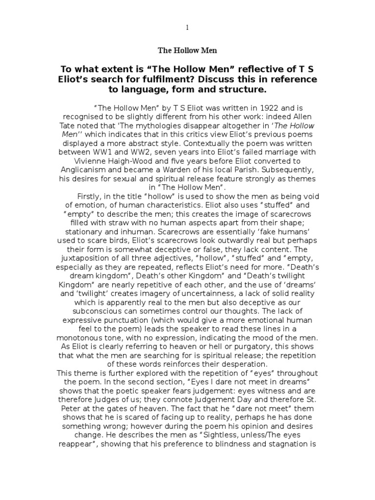 The Hollow Men | PDF | T. S. Eliot | Rhyme