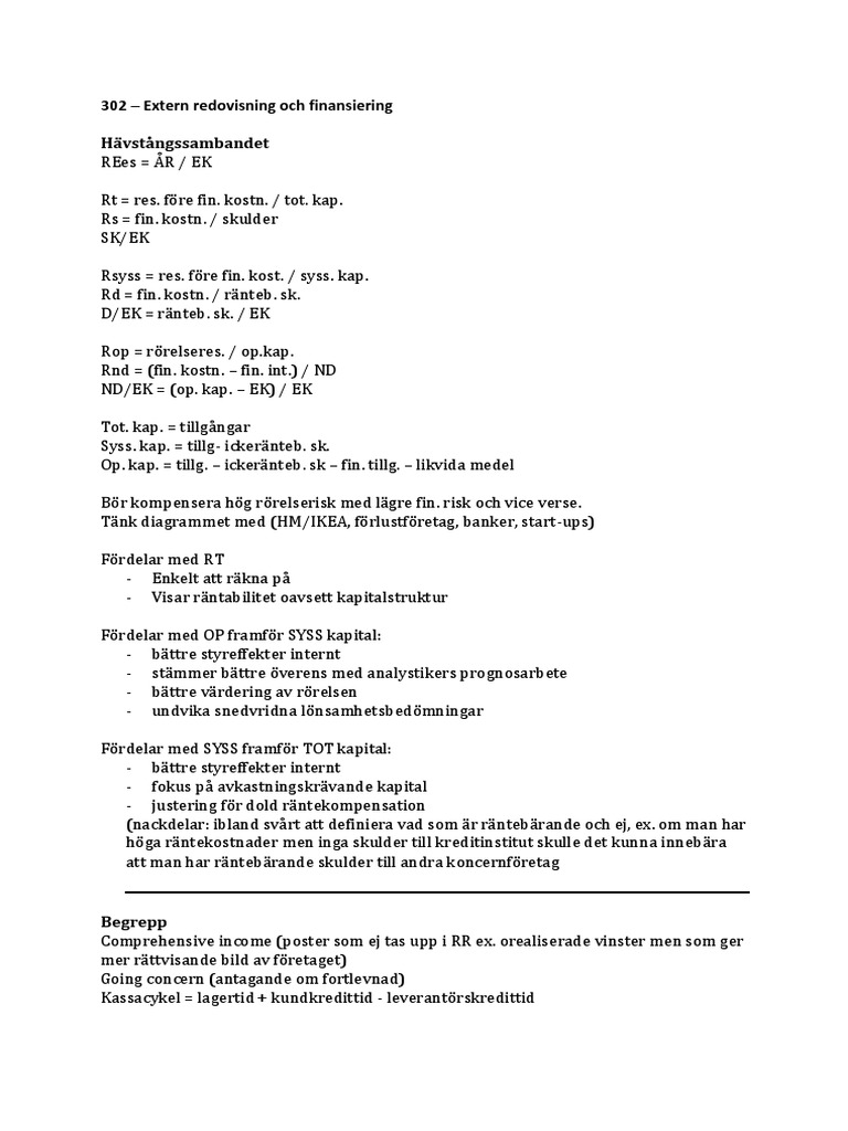 302 - Extern Redovisning Och Finansiering | PDF
