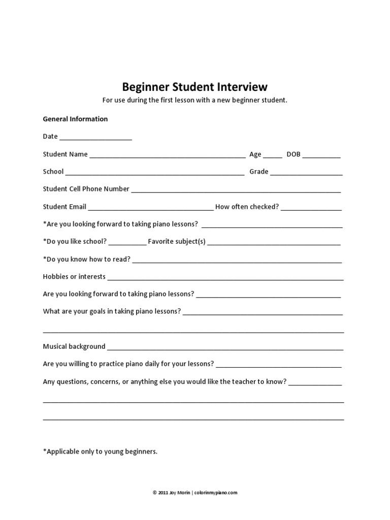 1st Lesson Interview With Beginner Student | PDF