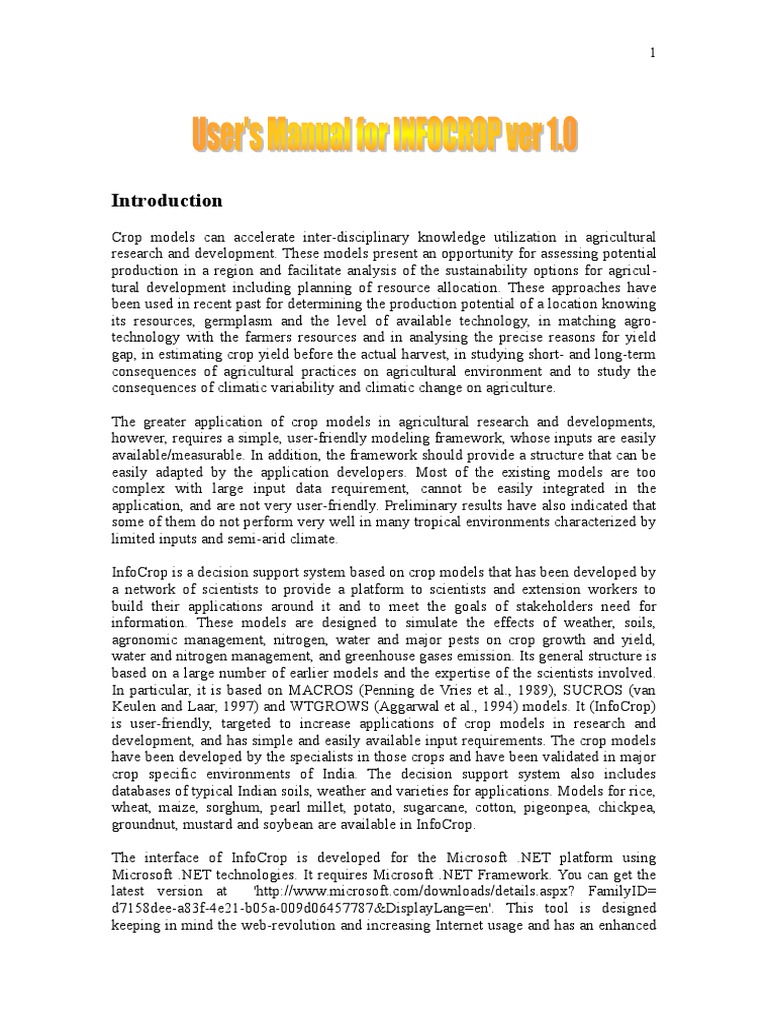InfoCrop Help | PDF | File Format | Agriculture