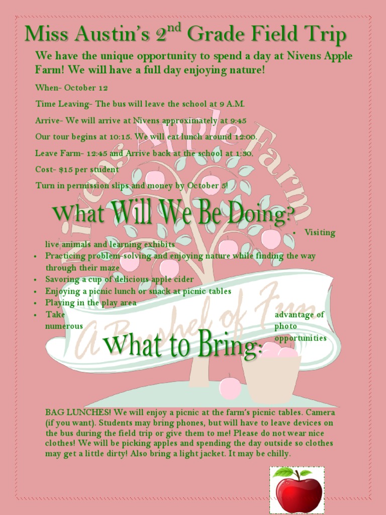 2nd Grade Apple Farm Trip | PDF | Cooking, Food & Wine | Language Arts ...