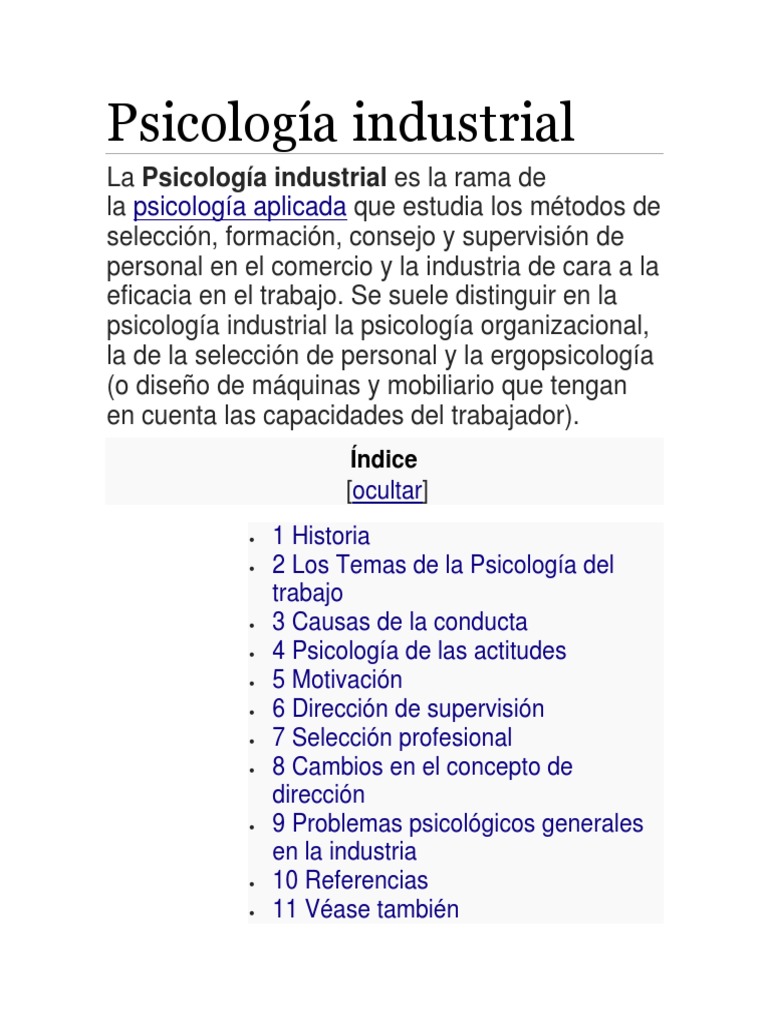 Psicología Industrial Pdf Comportamiento Sicología