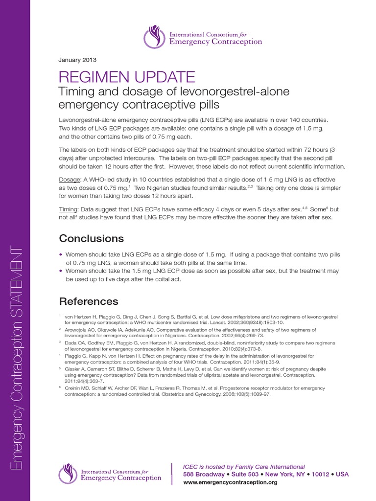 Timing and Dosage of Levonorgestrel-Alone Emergency Contraceptive Pills ...