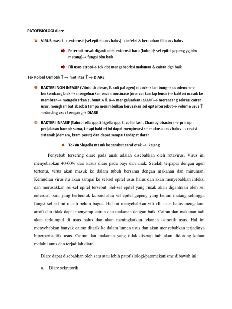 Patofisiologi Diare: Penyebab dan Mekanisme | PDF