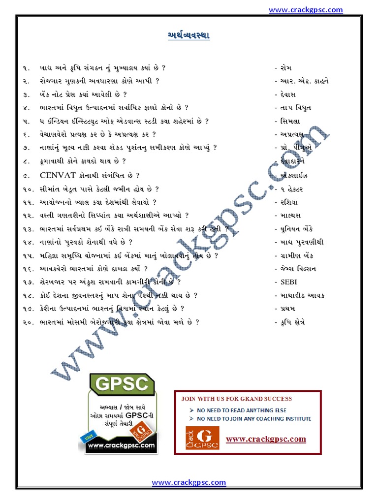Economics MCQs and Notes in Gujarati | PDF