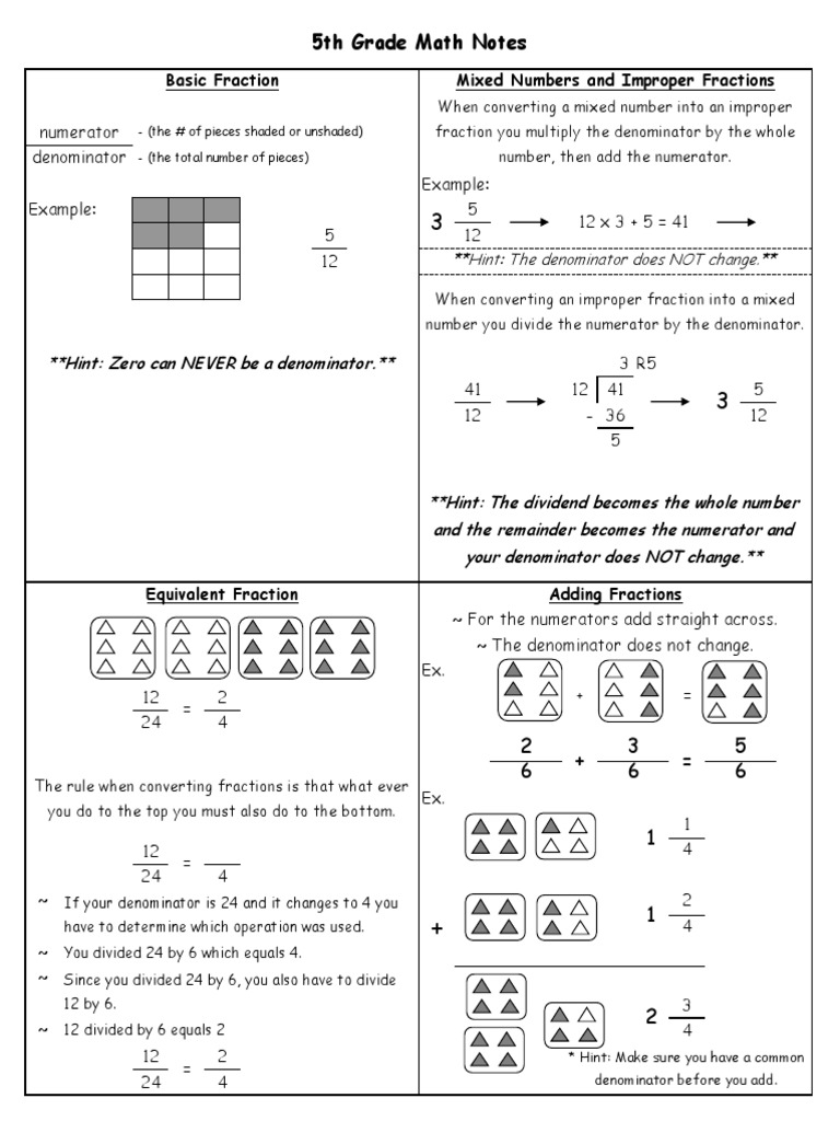 Fraction Notes | PDF | Fraction (Mathematics) | Division (Mathematics)