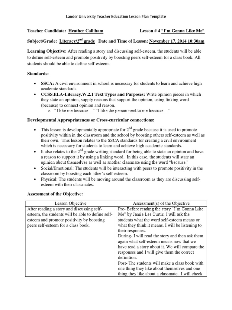 Lesson Plan: Boosting Self-Esteem | PDF | Lesson Plan | Self Esteem